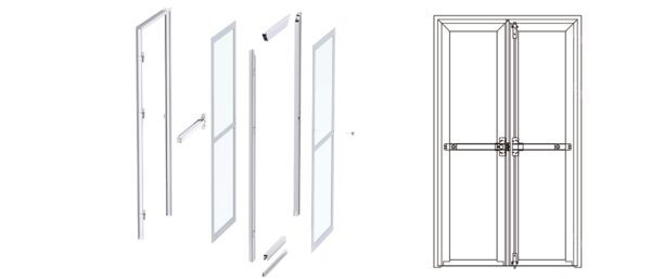 Double-Swing Glass Doors - Modern Laboratory Cleanroom Doors